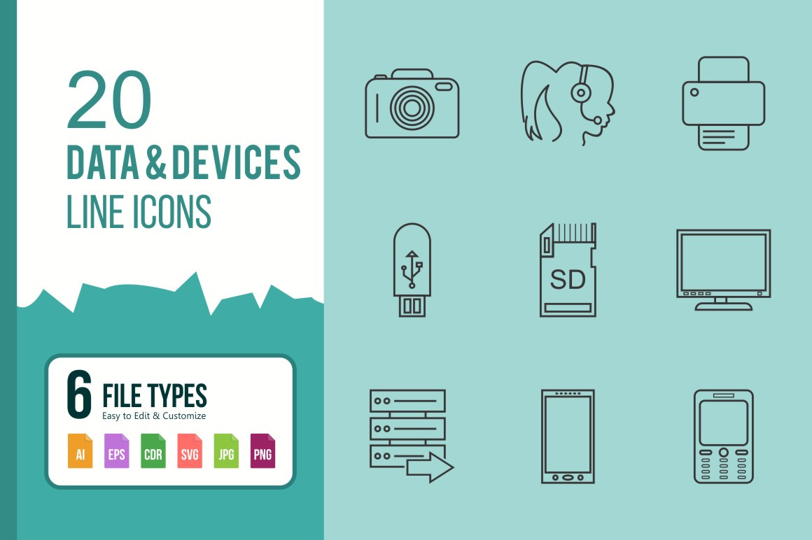20 Data & Devices Line Black Icons on Yellow Images Creative Store - 72485 20 Data & Devices Line Black Icons on Yellow Images Creative Store - 72485
