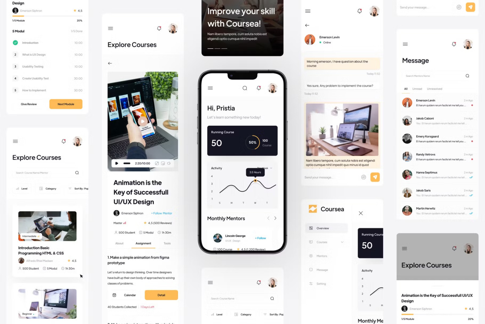 Coursea - Course Dashboard UI Kit on Yellow Images Creative Store - 133677 Coursea - Course Dashboard UI Kit on Yellow Images Creative Store - 133677